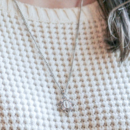 Miraculous Medal with Four Hearts and Crystal Stone | The Catholic Company®