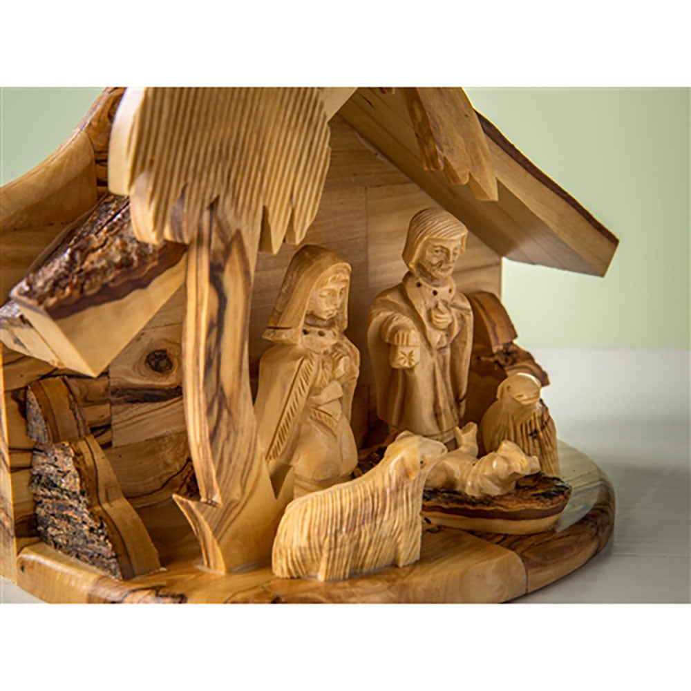 Holy Land Carved One Piece Nativity - 6" x 7" x 4"
