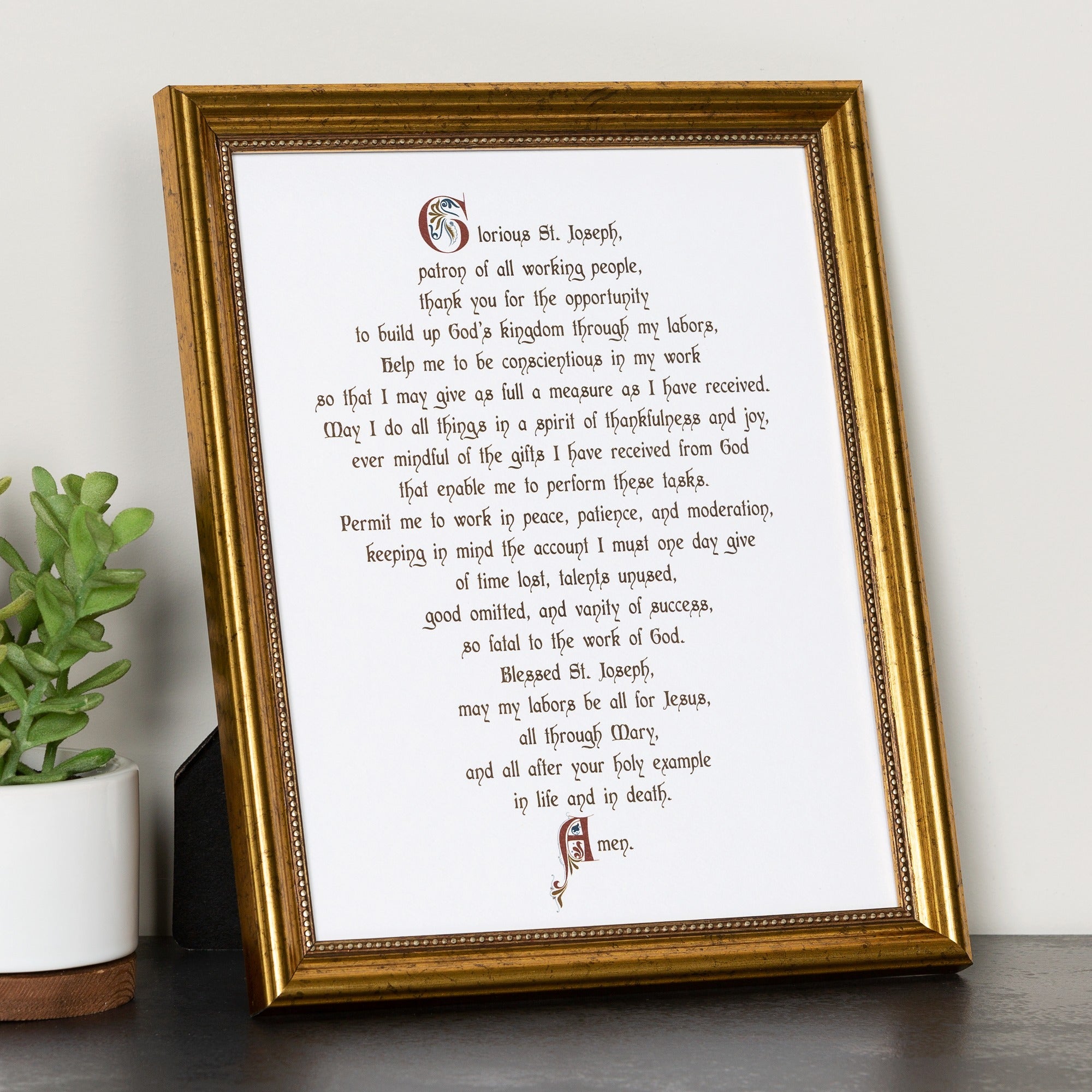 Calligraphy St. Joseph Workplace Framed Print | The Catholic Company®
