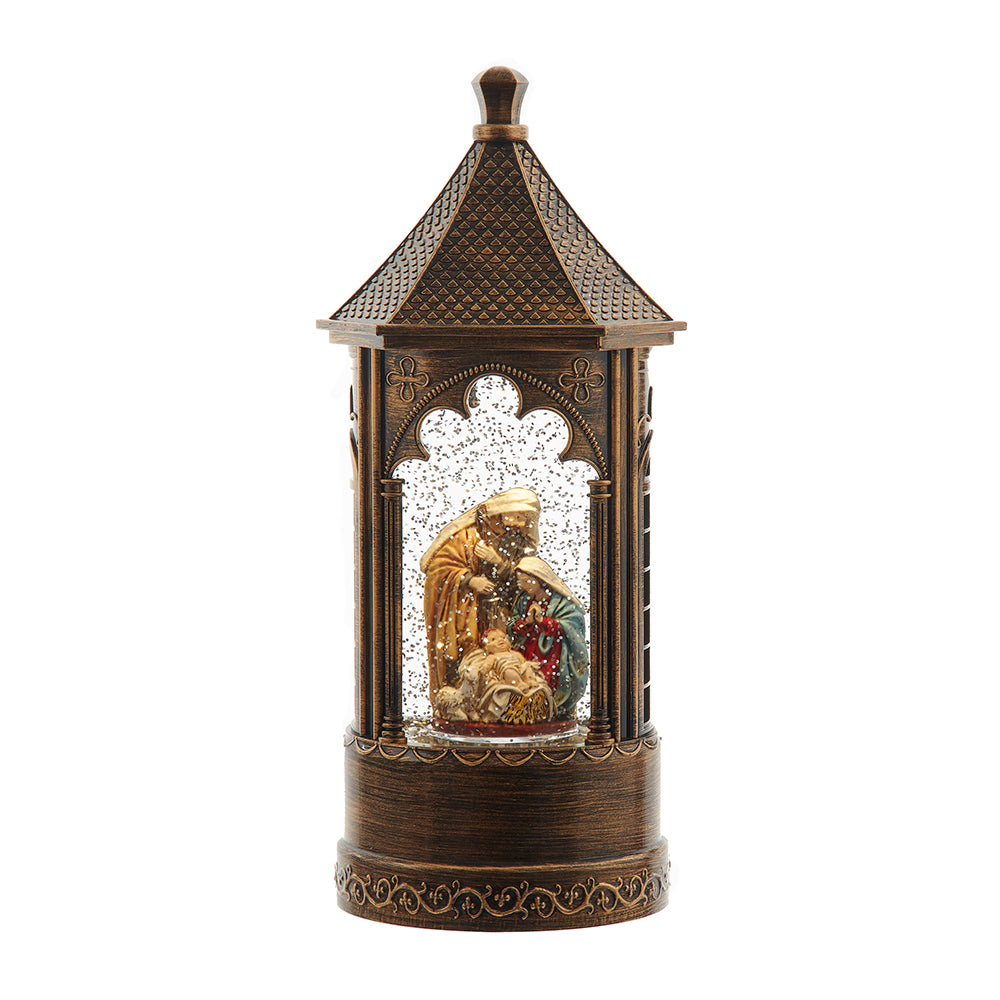 LED Copper Glitter Nativity Scene Lantern -11.5" | The Catholic Company®