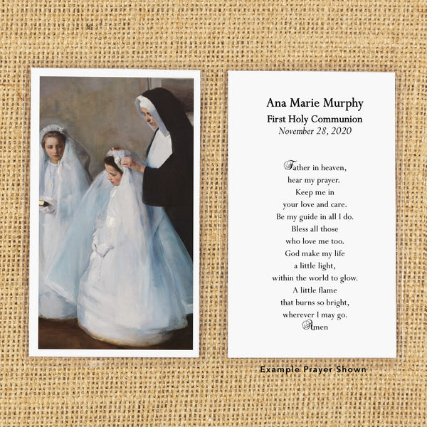 Laminated Personalized First Communion Classic Art Prayer Card