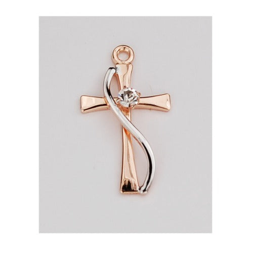 Rose Gold & Sterling Flowing Water Cross Necklace | The Catholic Company®