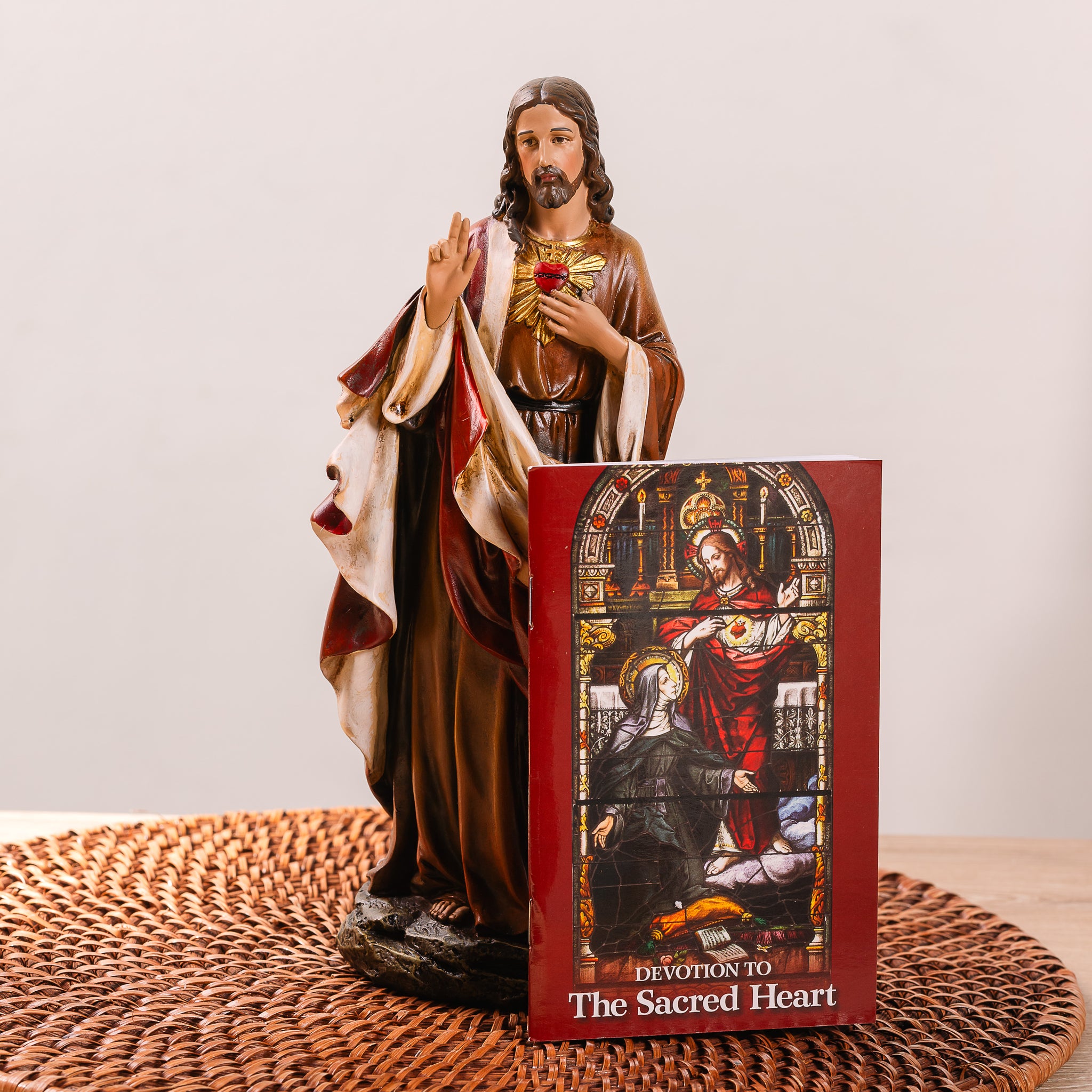 Sacred Heart of Jesus Statue & Devotional Book Gift Set