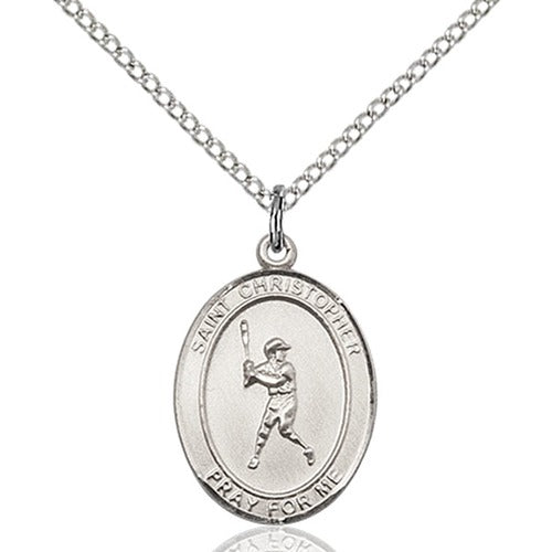 Sterling Silver St. Christopher/Baseball Pendant | The Catholic Company®