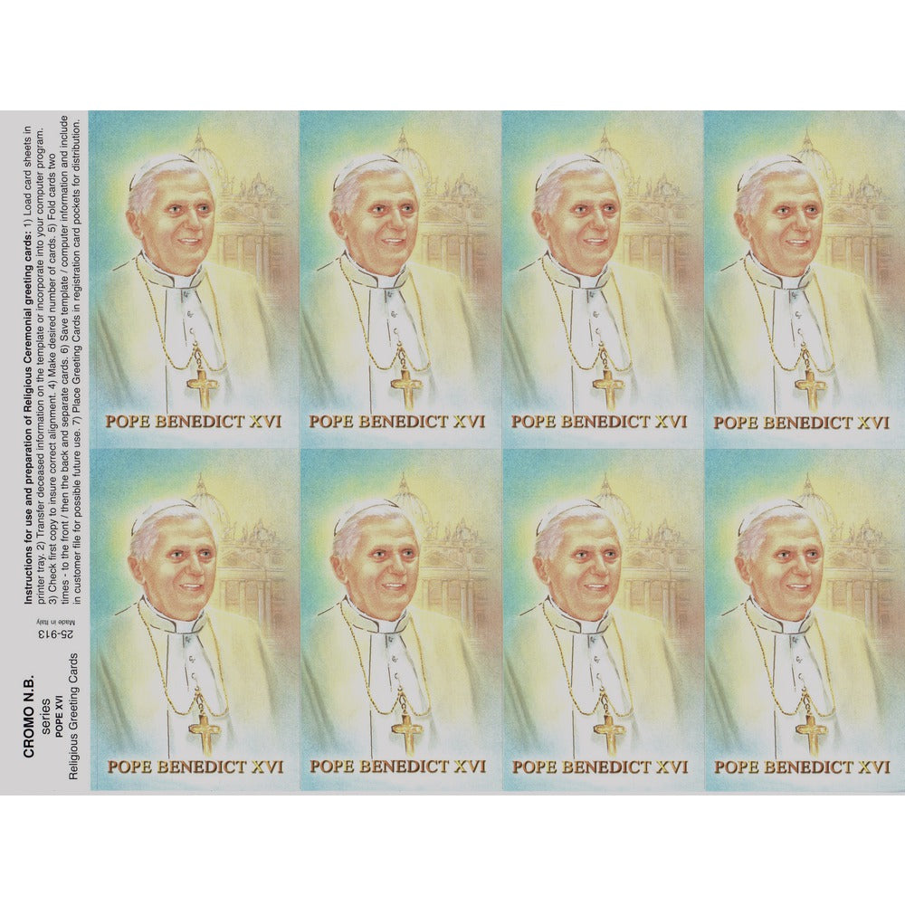 Laminated Pope Benedict Personalized Prayer Card (Priced Per Card)