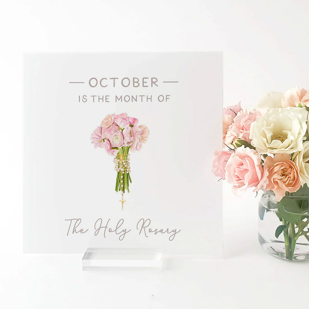 12 Catholic Monthly Devotion Prints & Acrylic Stand