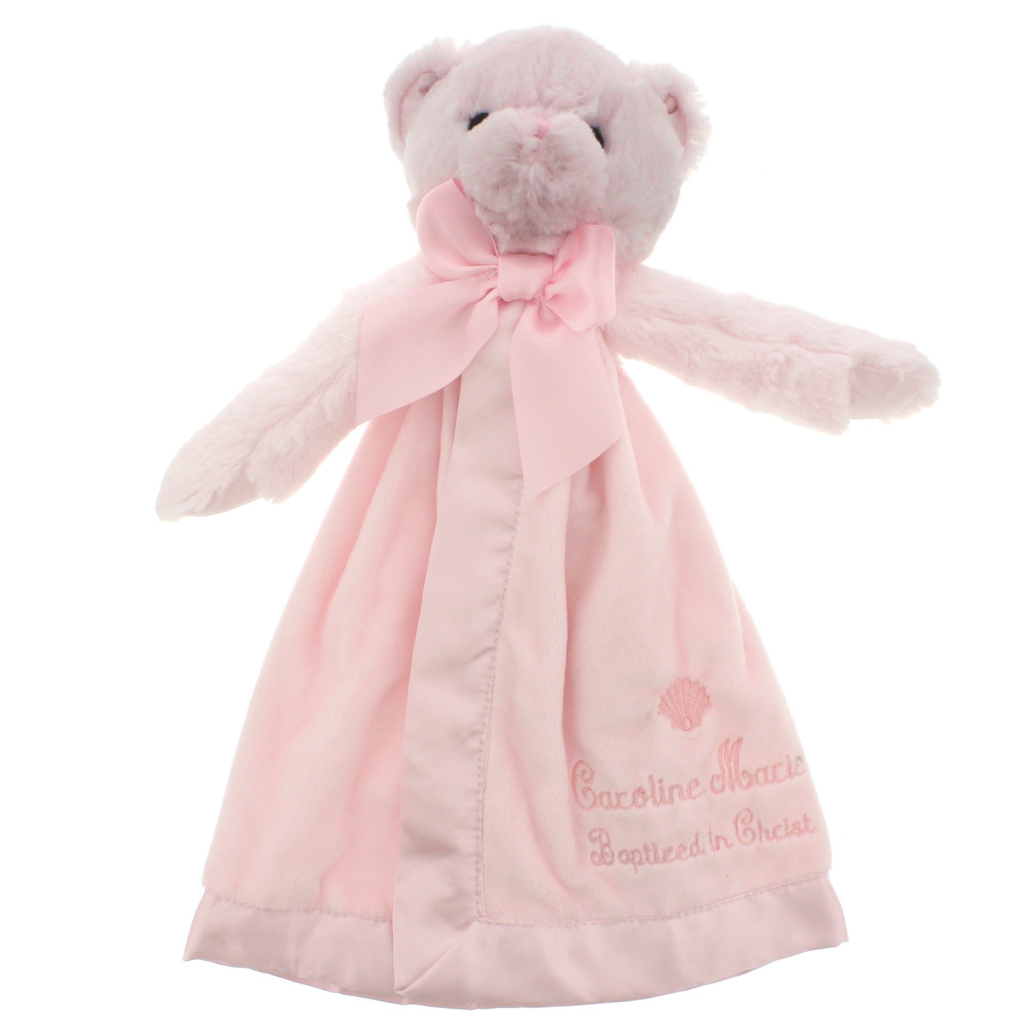 Personalized Pink Baptism Bear Snuggler | The Catholic Company®