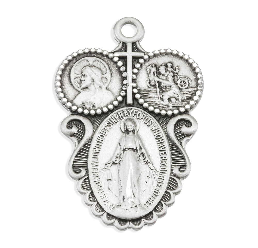 Sterling Silver Ornate 3-Way Medal | The Catholic Company®