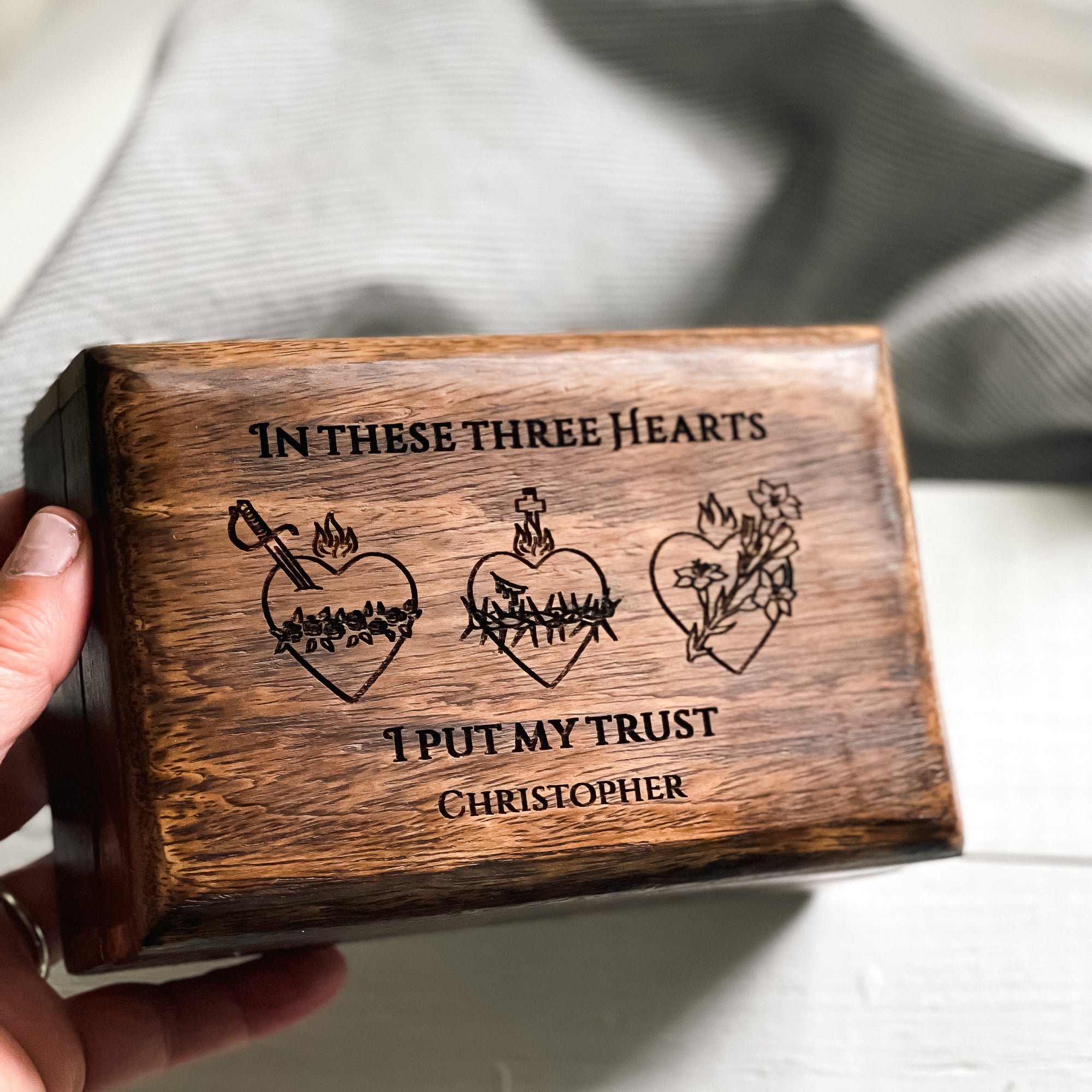 Personalized Three Hearts Box of Crosses | The Catholic Company®