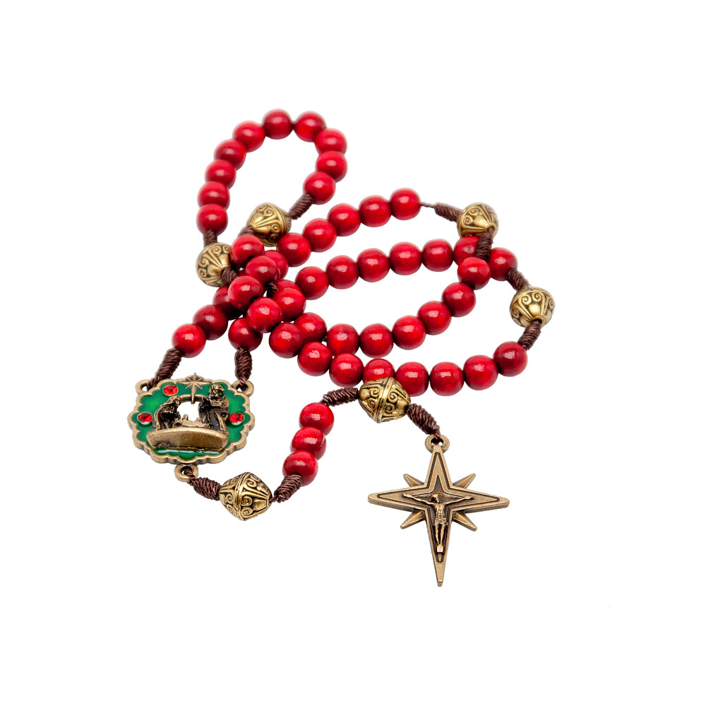 Wooden Wreath and Star Christmas Rosary | The Catholic Company®
