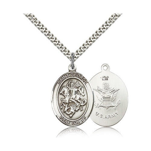 Sterling Silver St. George Pendant w/ US Army Insignia | The Catholic ...
