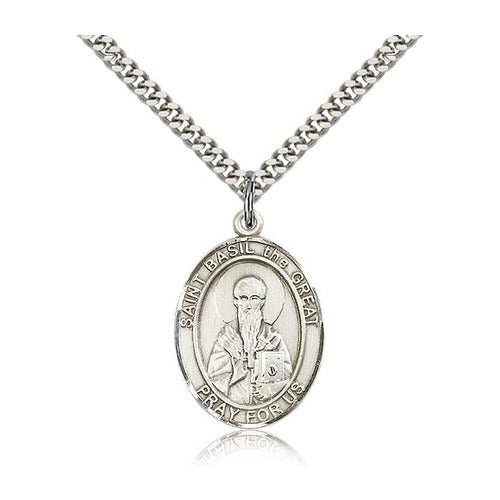 St. Basil the Great Pendant with Chain, Bliss, Sterling Silver