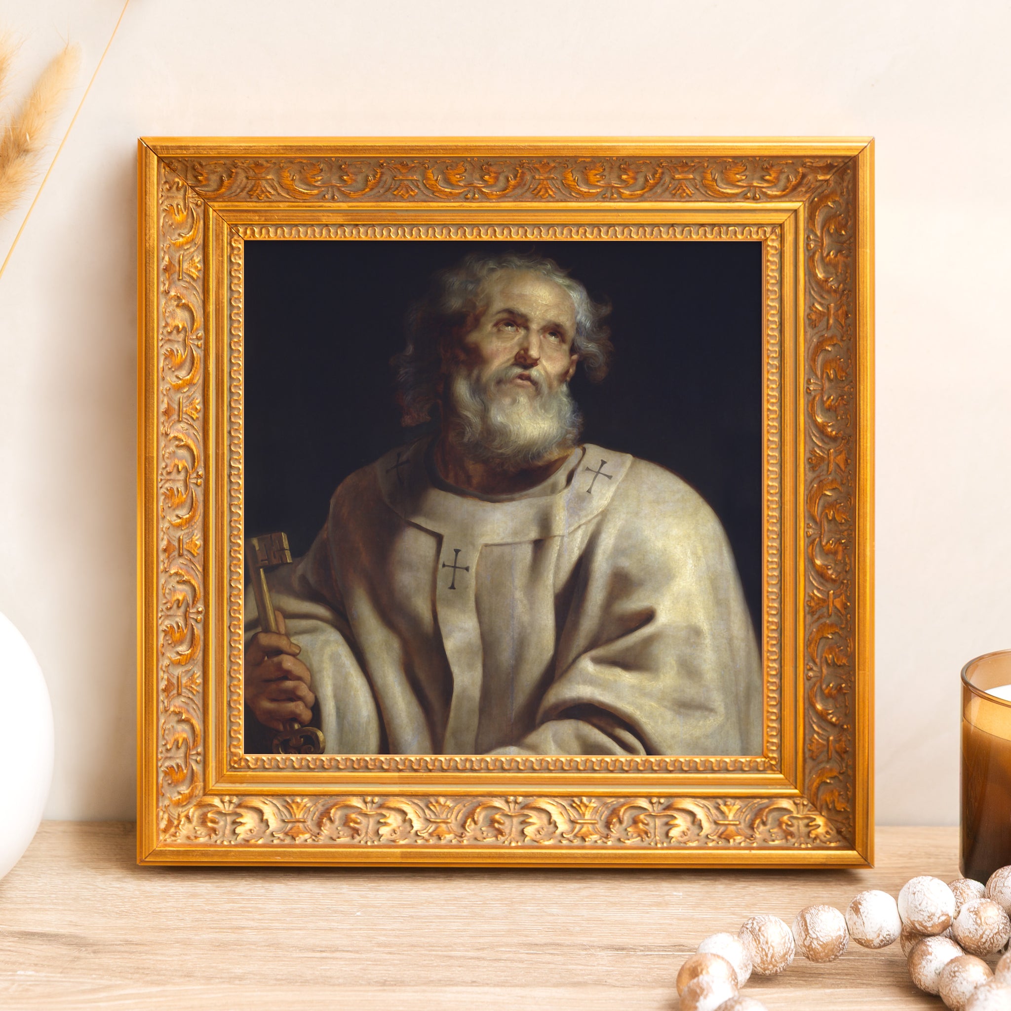 St. Peter as Pope Framed Canvas - Sacred Mini Collection