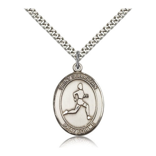 Sterling Silver St. Sebastian Pendant w/ chain-Running | The Catholic ...