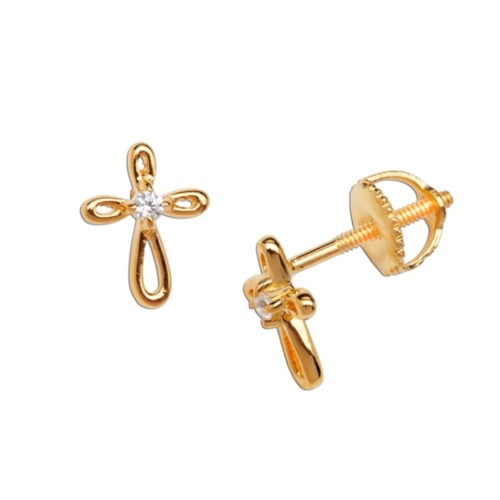14K Gold-Plated Loop Cross Earrings | The Catholic Company®
