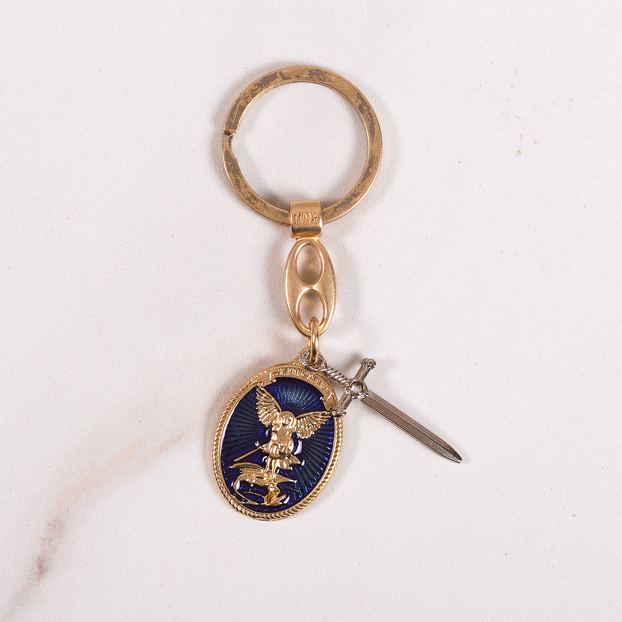 St. Michael Medal & Sword Key Ring | The Catholic Company®
