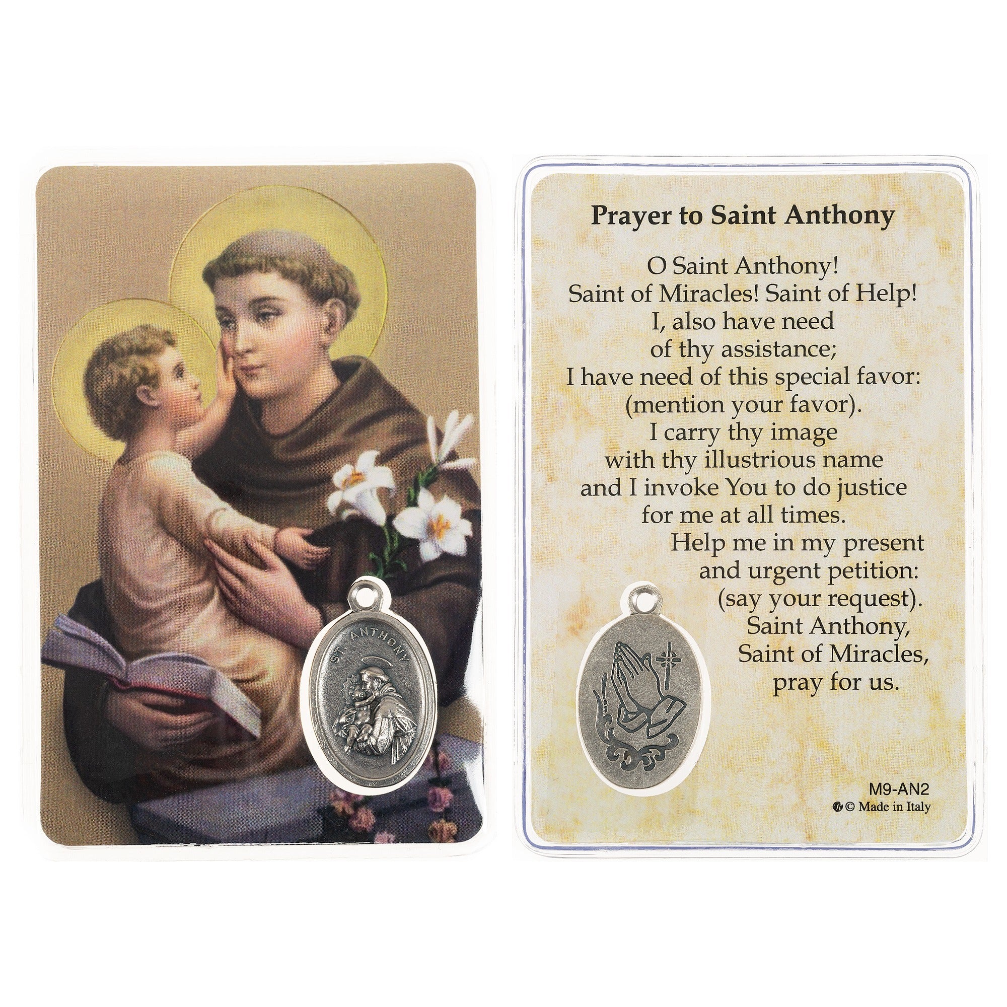 Laminated St. Anthony Prayer Card with Medal | The Catholic Company®