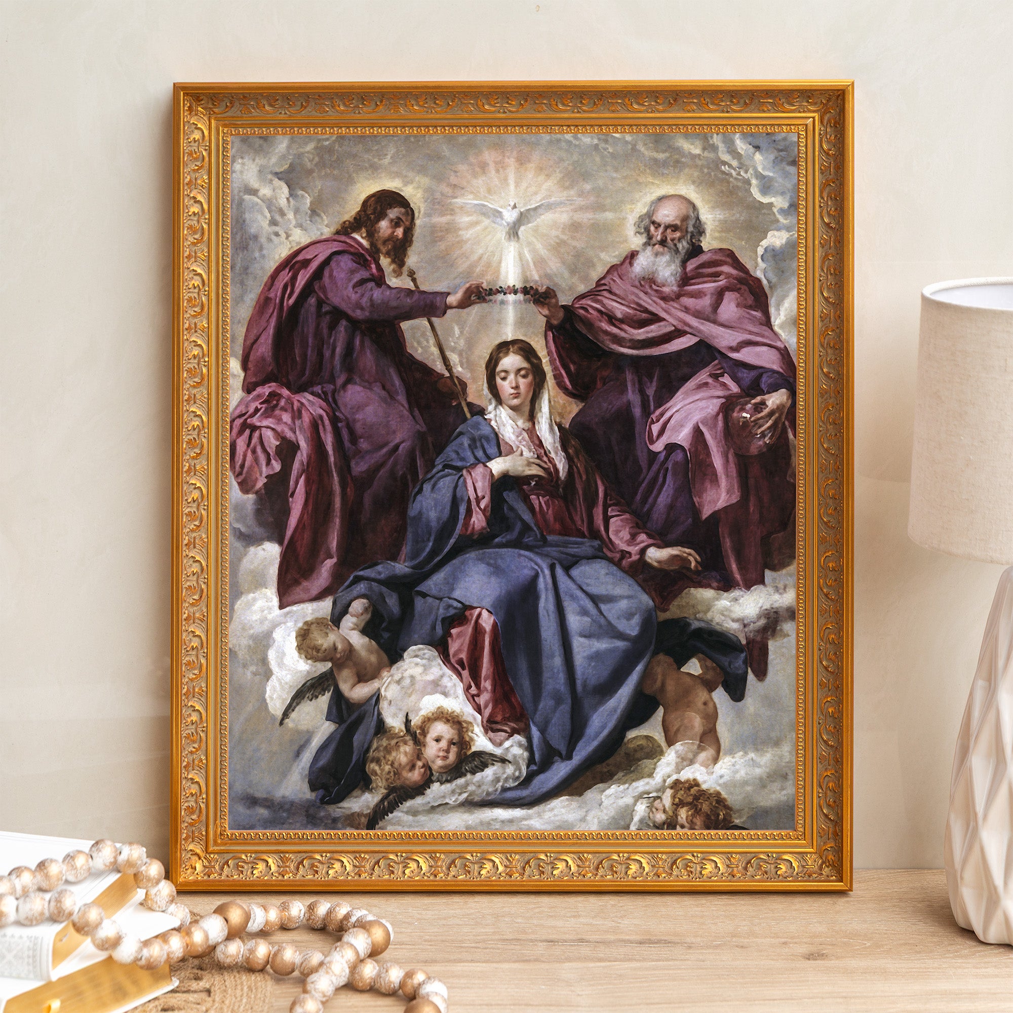 Velázquez Coronation of the Virgin Framed Canvas - Sacred Signature Co
