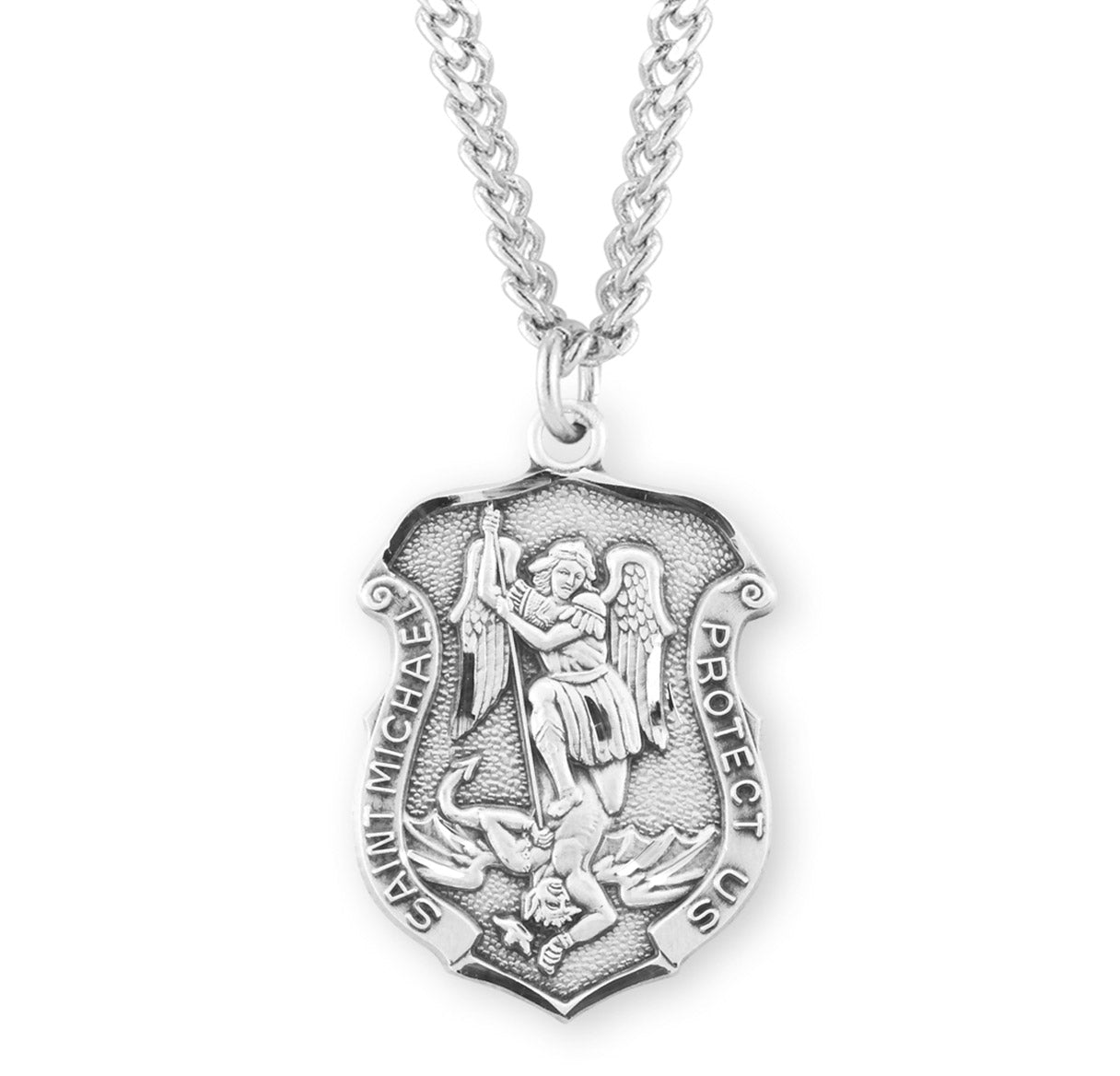 Sterling Laser Cut Shield St. Michael Medal Necklace | The Catholic ...