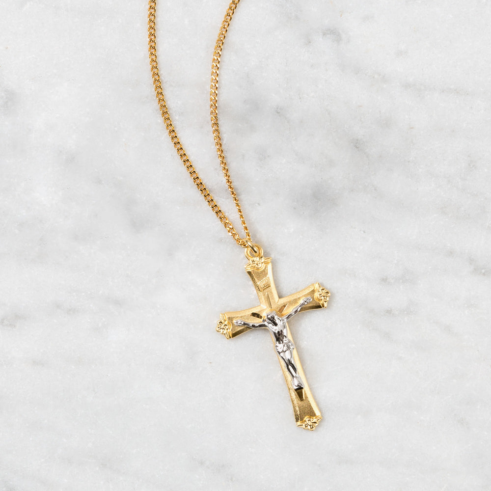 Gold-Plated Crucifix on 18 inch chain | The Catholic Company®