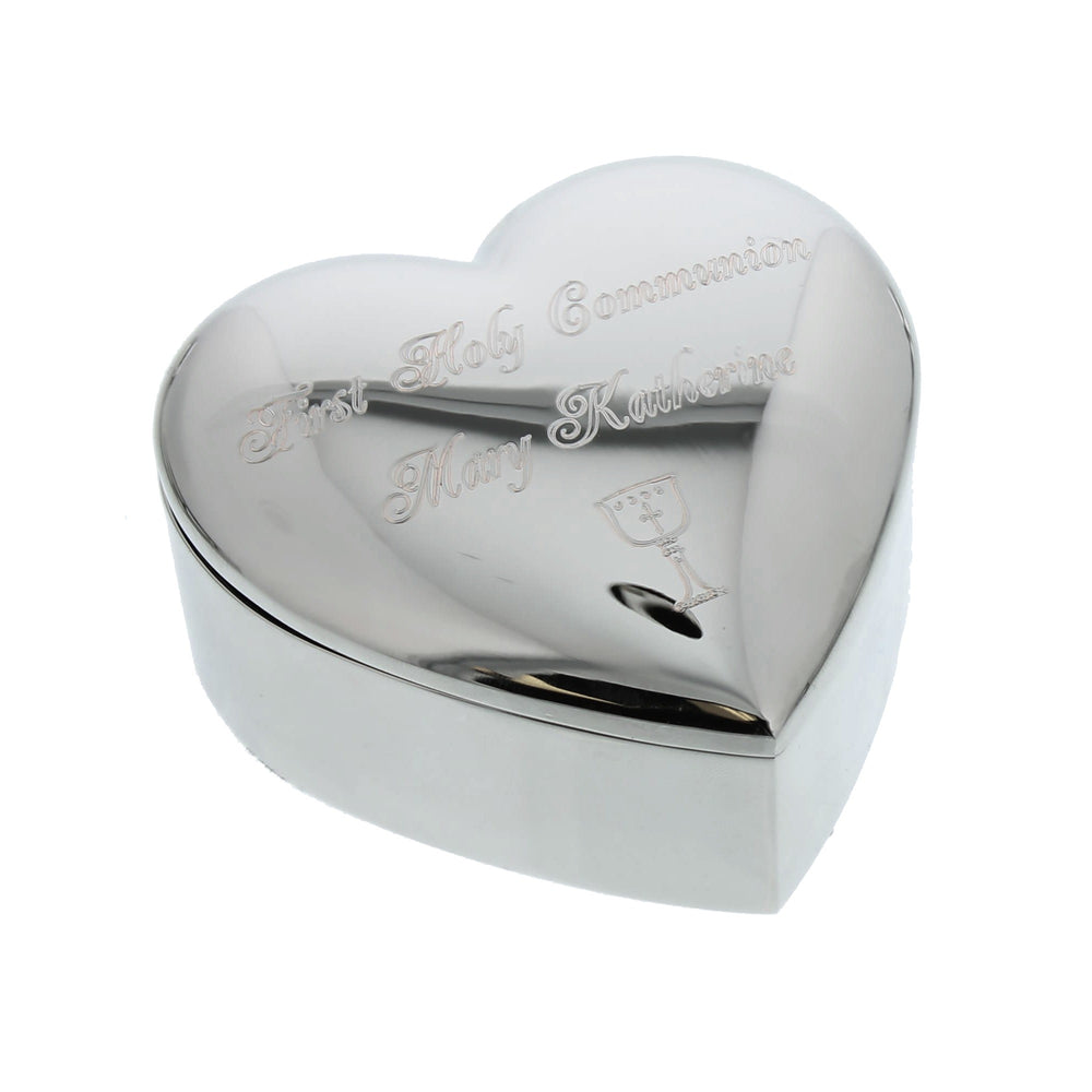 Personalized Silver Heart First Communion Keepsake Box | The Catholic ...