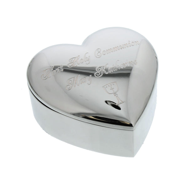Personalized Silver Heart First Communion Keepsake Box | The Catholic ...