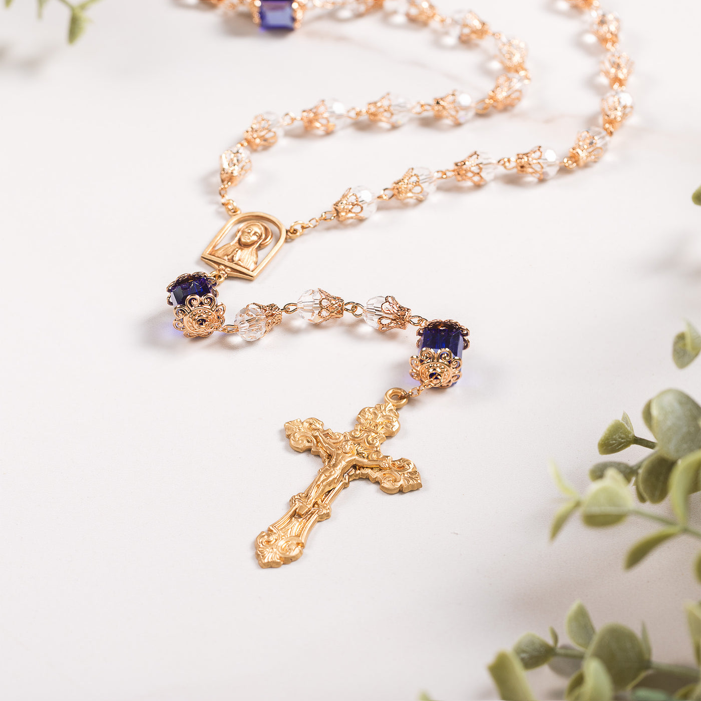Queenship of Mary Crystal & Blue Rosary | The Catholic Company®