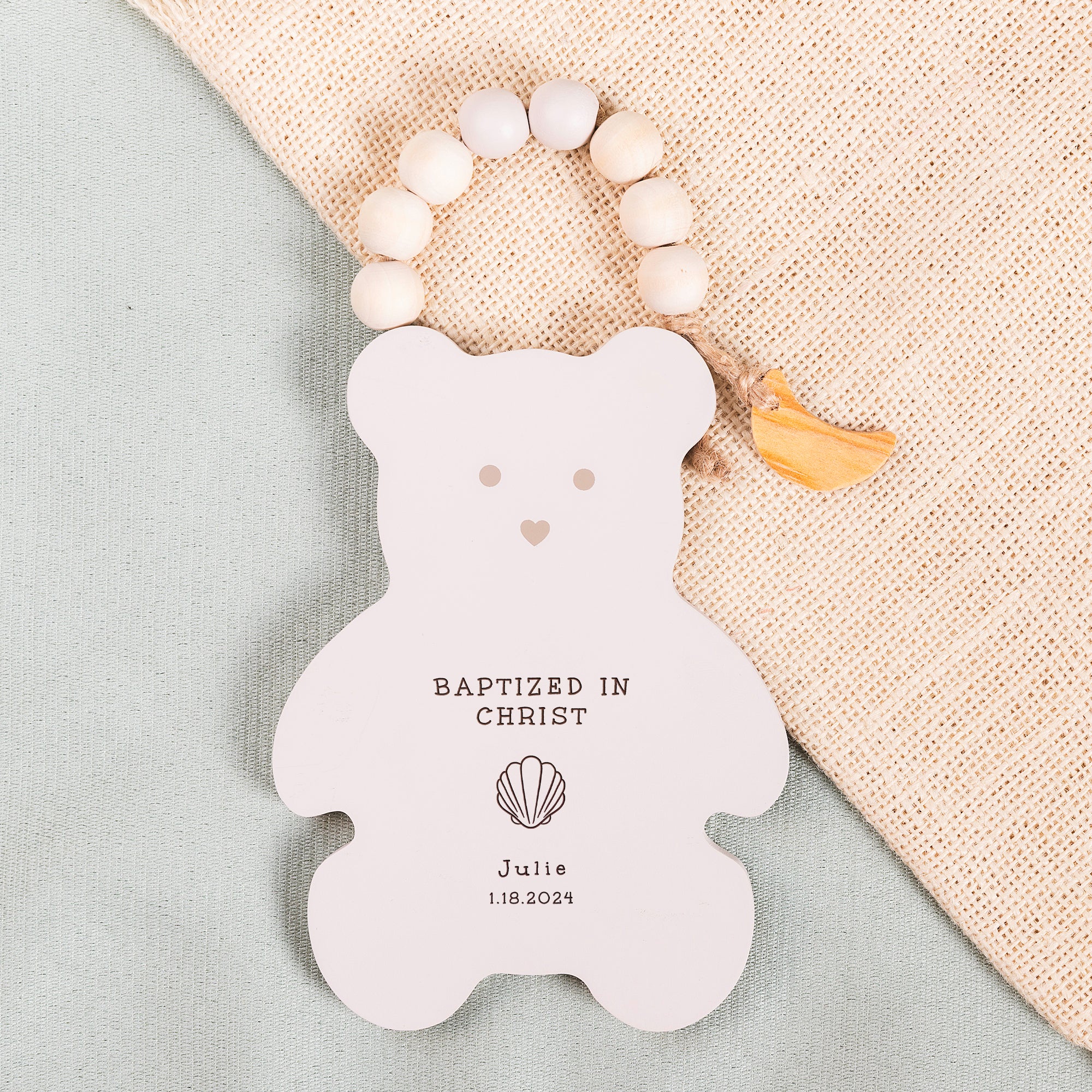 Personalized Baptism Bear Hanging Plaque | The Catholic Company®