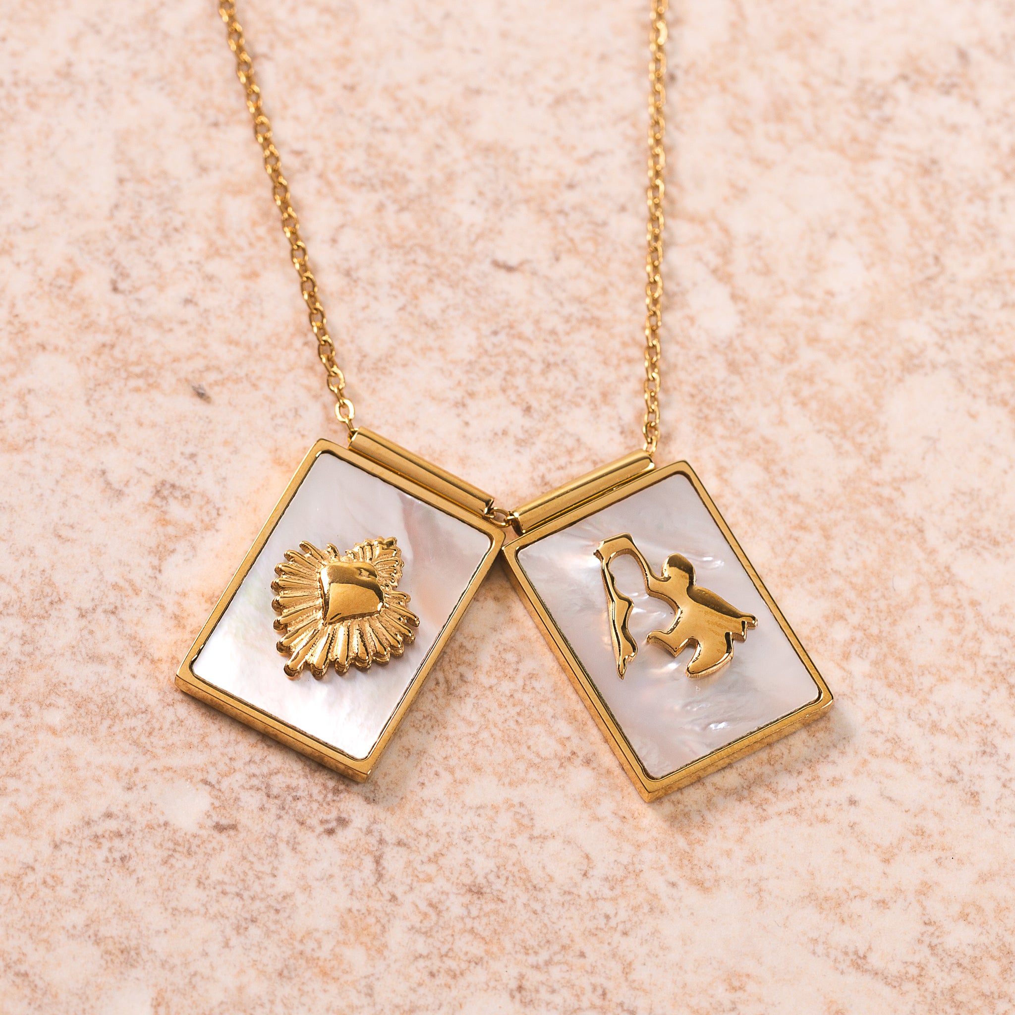 Infinity Chain Gold & Mother of Pearl Scapular Necklace