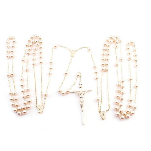 Pearl Wedding Lasso Rosary - Silver or Gold | The Catholic Company®